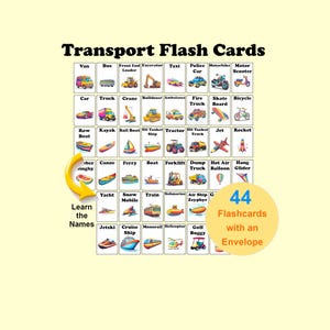 Flashcards - Transport With All Aspects or Cars Planes Trains and Other ...