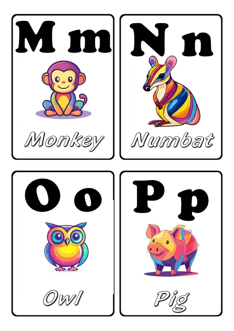 Animal Alphabet Flashcards - Kids Educational Learning Tool, Fun Animal ...