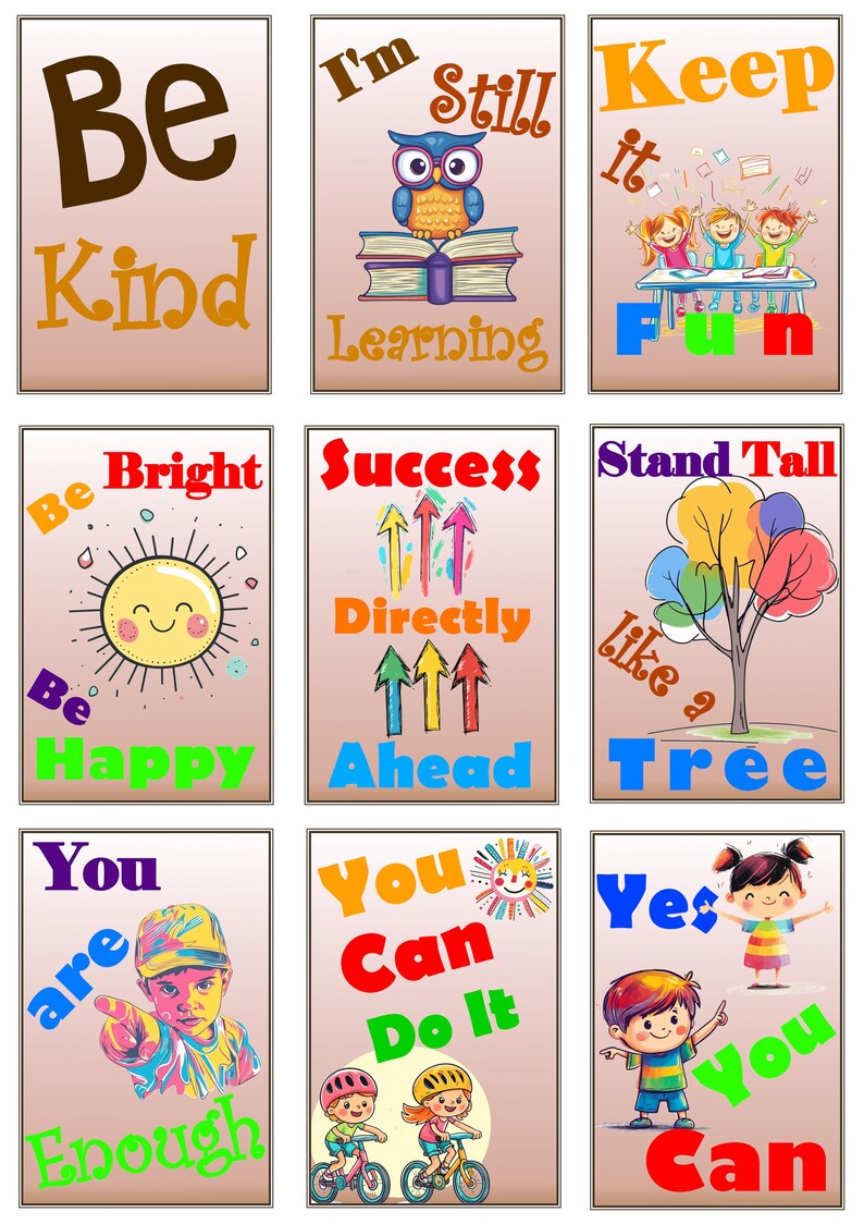 Mindful Classroom Educational Posters Set of 9 Colourful Artworks for ...