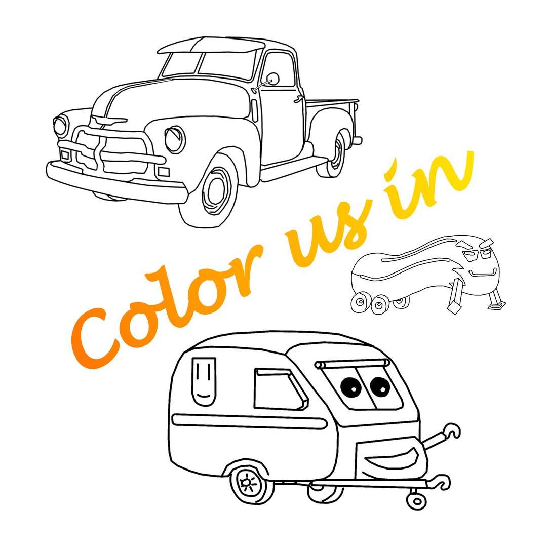 5 Coloring in Drawings of Cars Caravans and Trailers. Draw Them. Tahlie ...