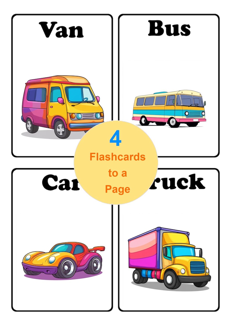 Flashcards - Transport With All Aspects or Cars Planes Trains and Other ...