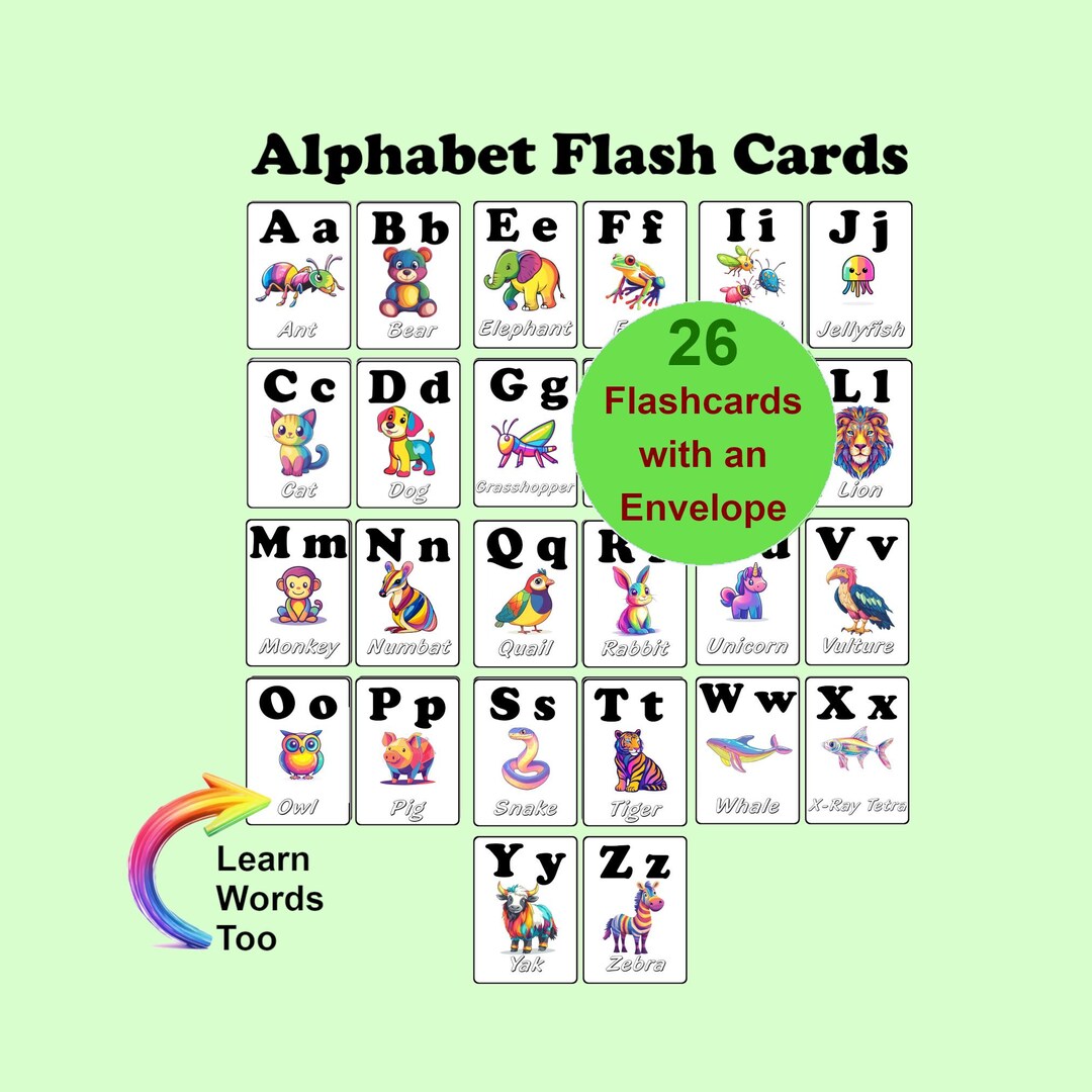 Animal Alphabet Flashcards - Kids Educational Learning Tool, Fun Animal ...