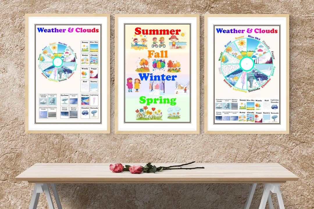 Classroom Weather Poster Showing the Types of Clouds and Weather ...