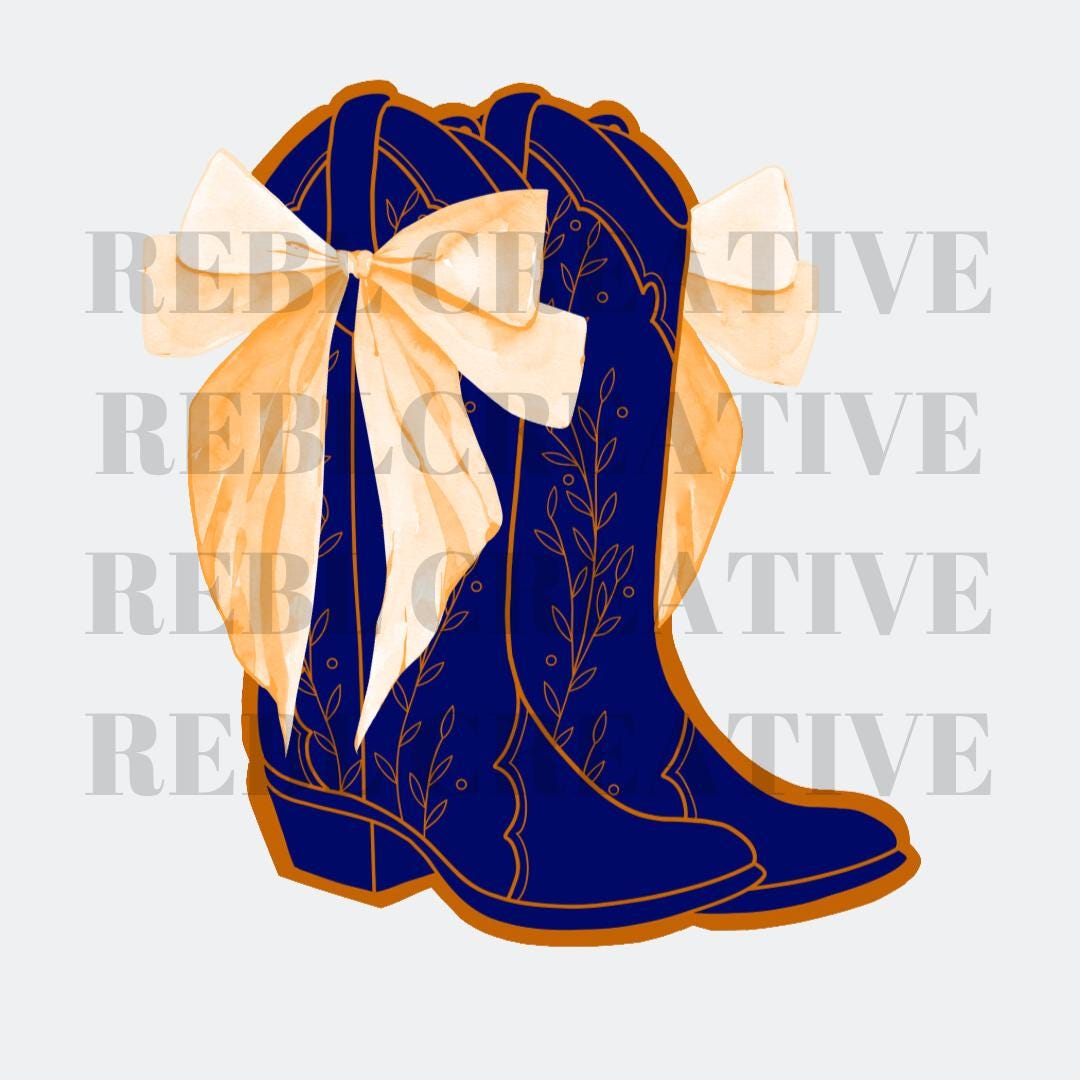 Bows and Boots PNG File DIGITAL DOWNLOAD - Game Day - Navy, Orange ...