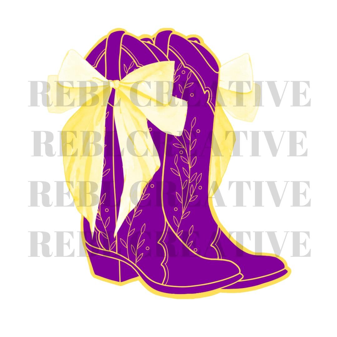 Bows and Boots PNG File - Game Day - Purple, Yellow, White - Digital ...