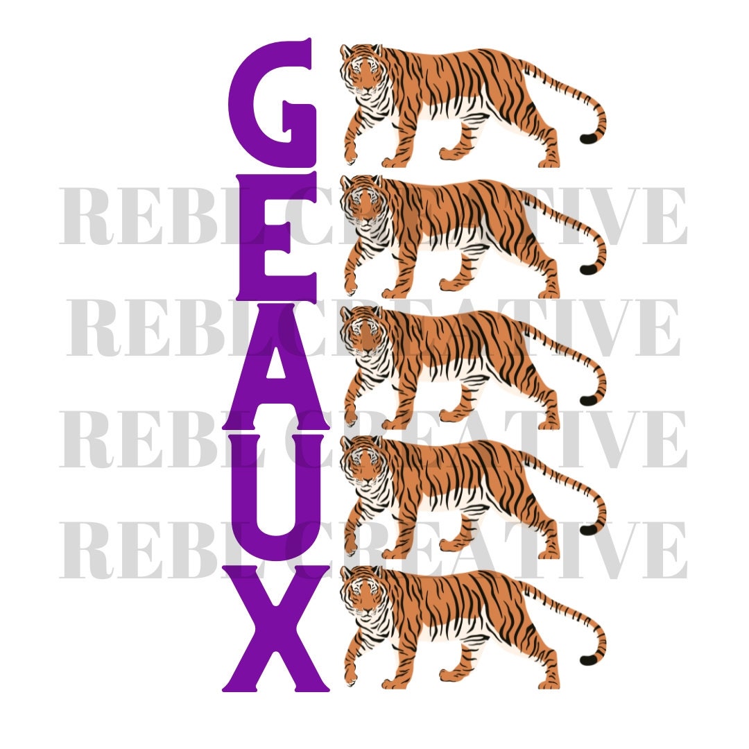 Geaux and Tigers Louisiana 4 PNG Files - Purple, Mustard, Black and ...