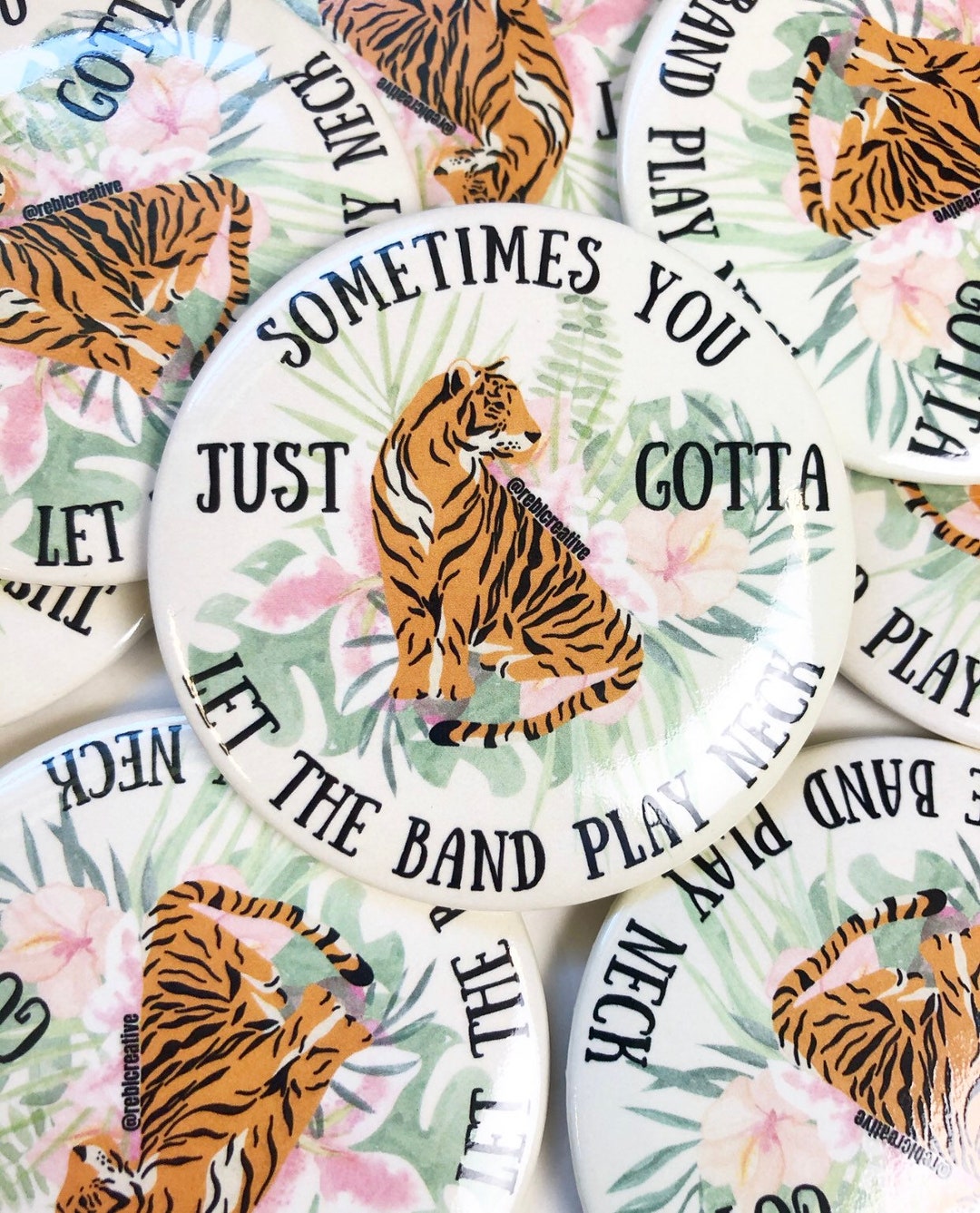 LSU Game Day Button 3inch Floral Tiger Let the Bank Play Neck Pinback ...