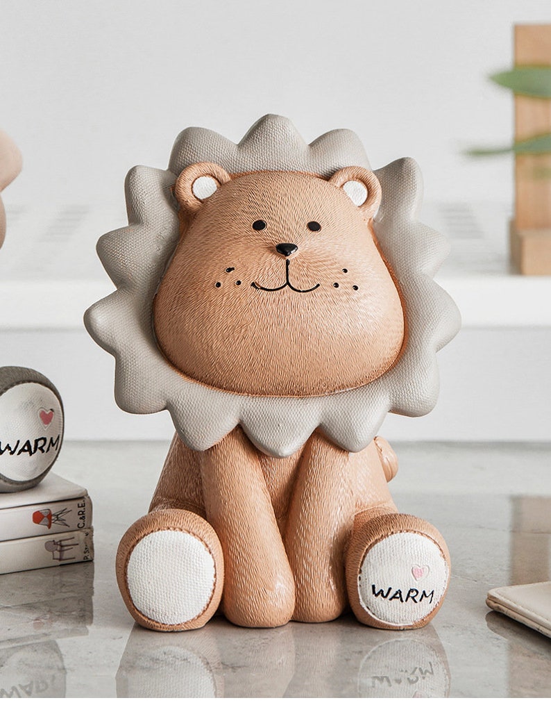 Piggy Bank Lion Coin Cash Bank Container Cartoon Lion Money - Etsy