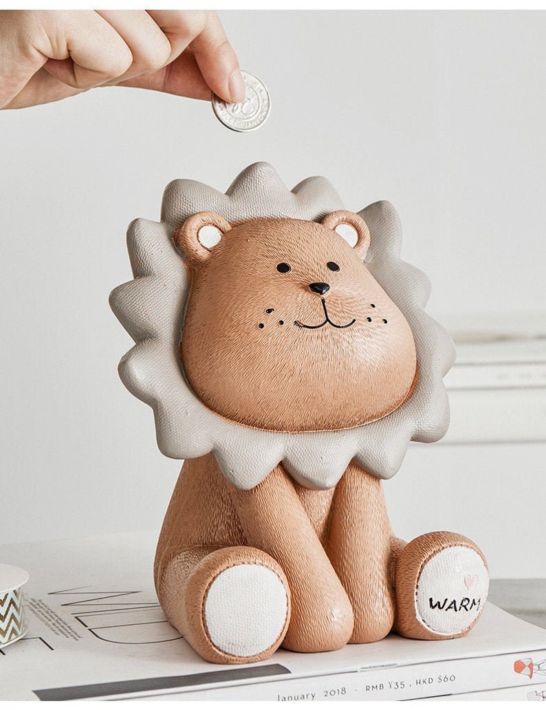 Piggy Bank Lion Coin Cash Bank Container Cartoon Lion Money - Etsy