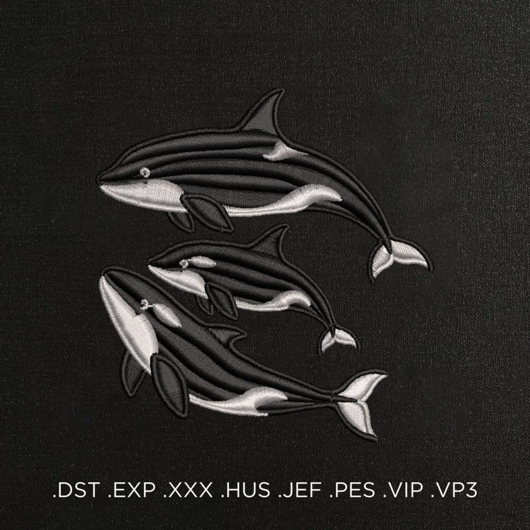 Orca Whale Embroidery Design Trio, Ocean Family Pattern, Marine Life ...
