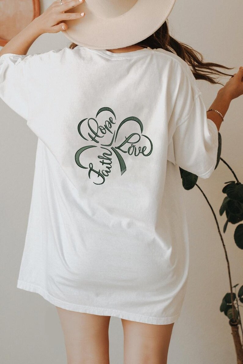 Shamrock Word Art Embroidery Design, Hope Faith Love Clover, St Patrick ...