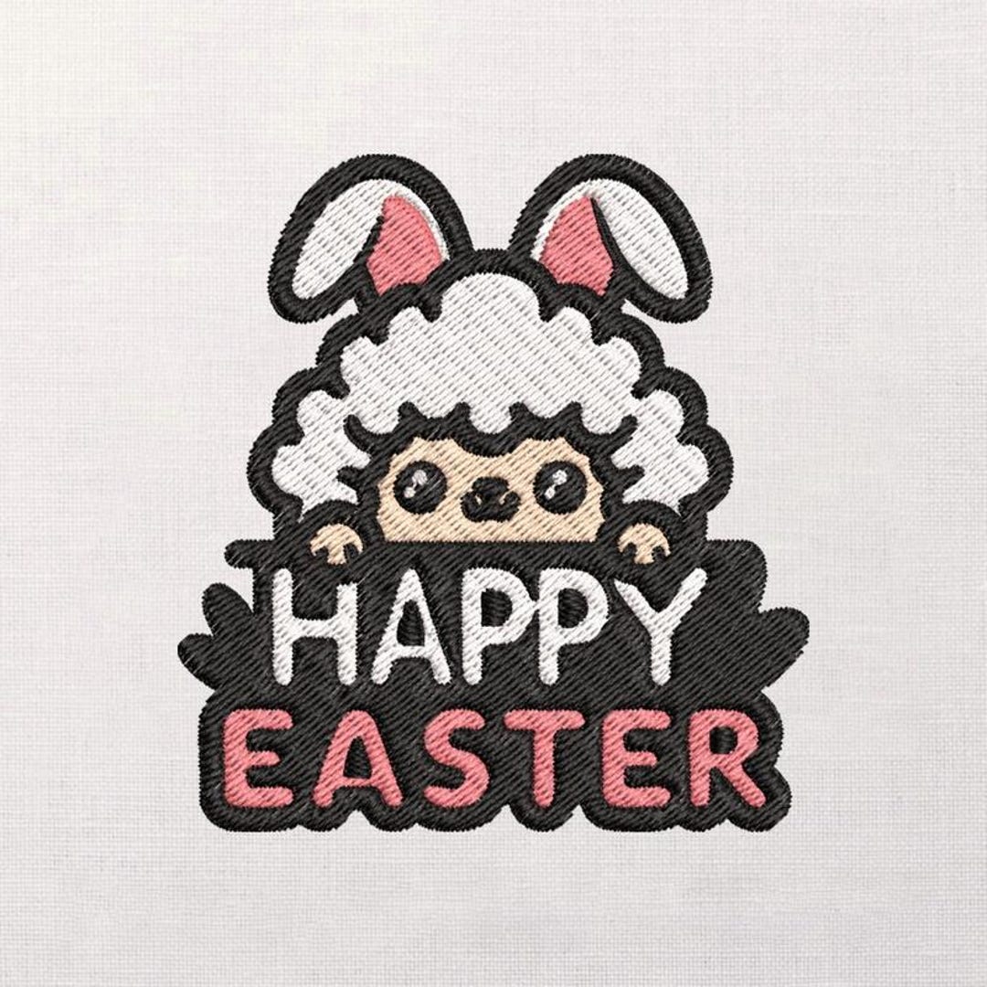 Peeking Lamb Easter Embroidery Design, Bunny Ears Stitch File, Kawaii ...