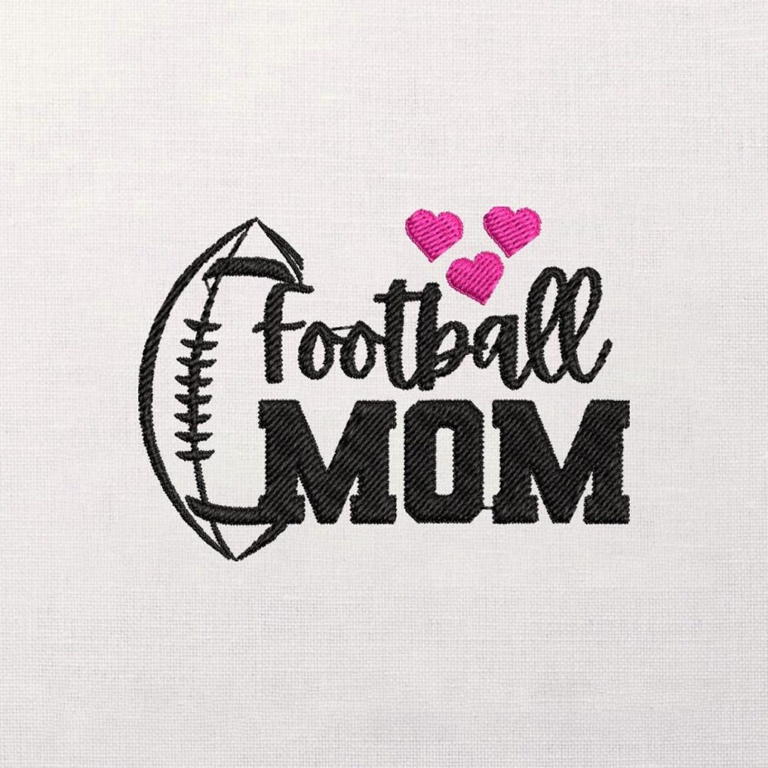 Football Mom Embroidery Design, Heart Accents Machine Embroidery File ...