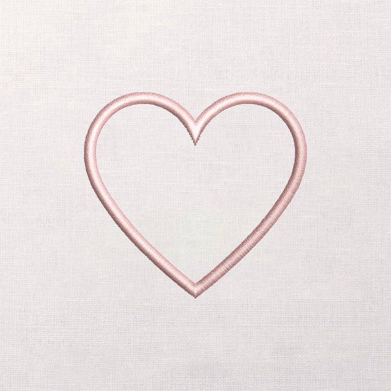 Heart Outline Embroidery Design, Satin Stitch Border Applique, Minimal ...