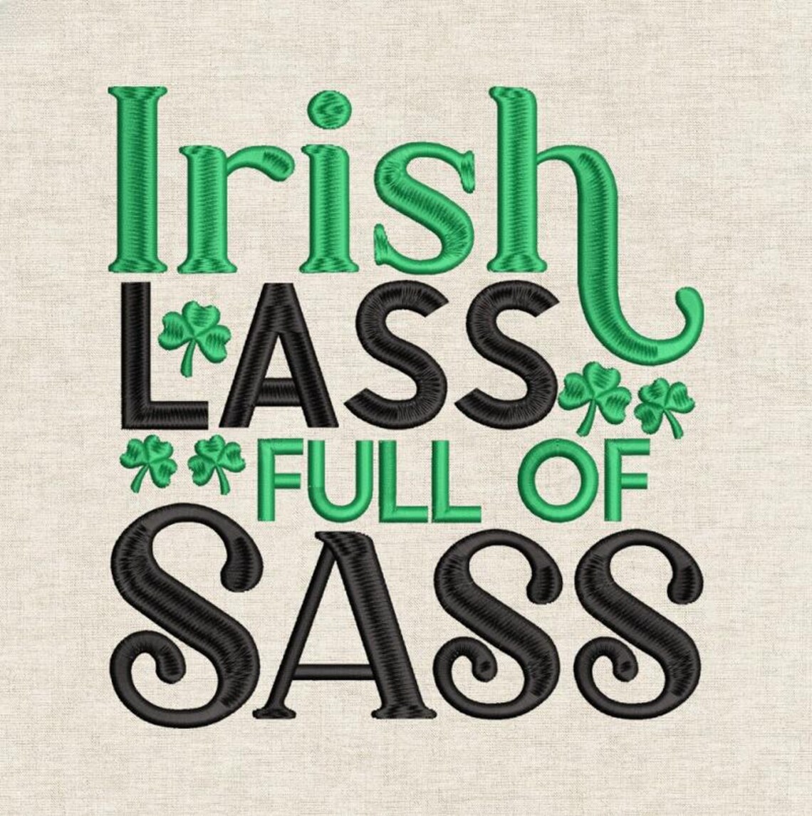 Irish Lass Embroidery Design, Cheeky Shamrock Lettering, St Patrick ...