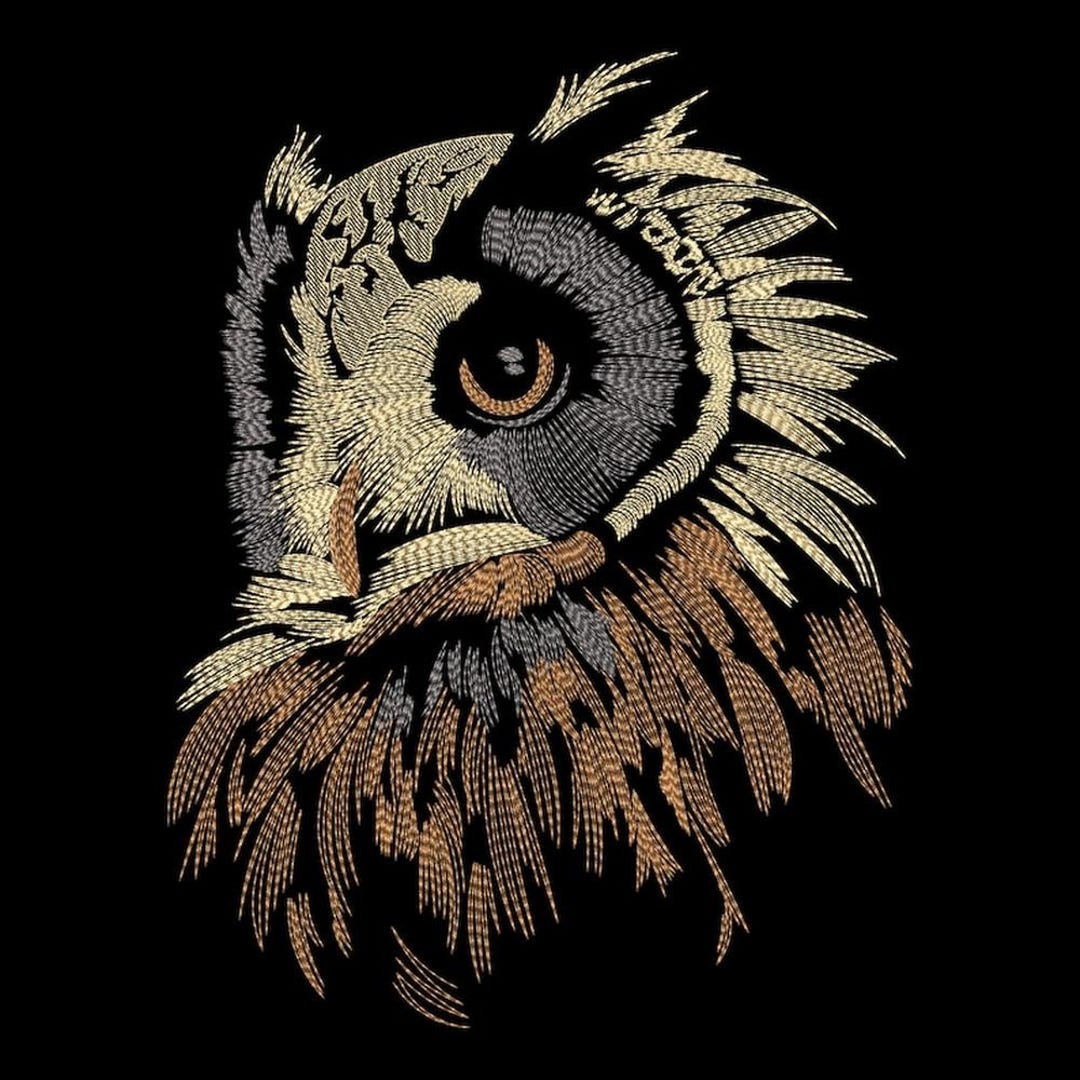 Owl Face Embroidery Pattern, Forest Bird Machine Embroidery Design ...