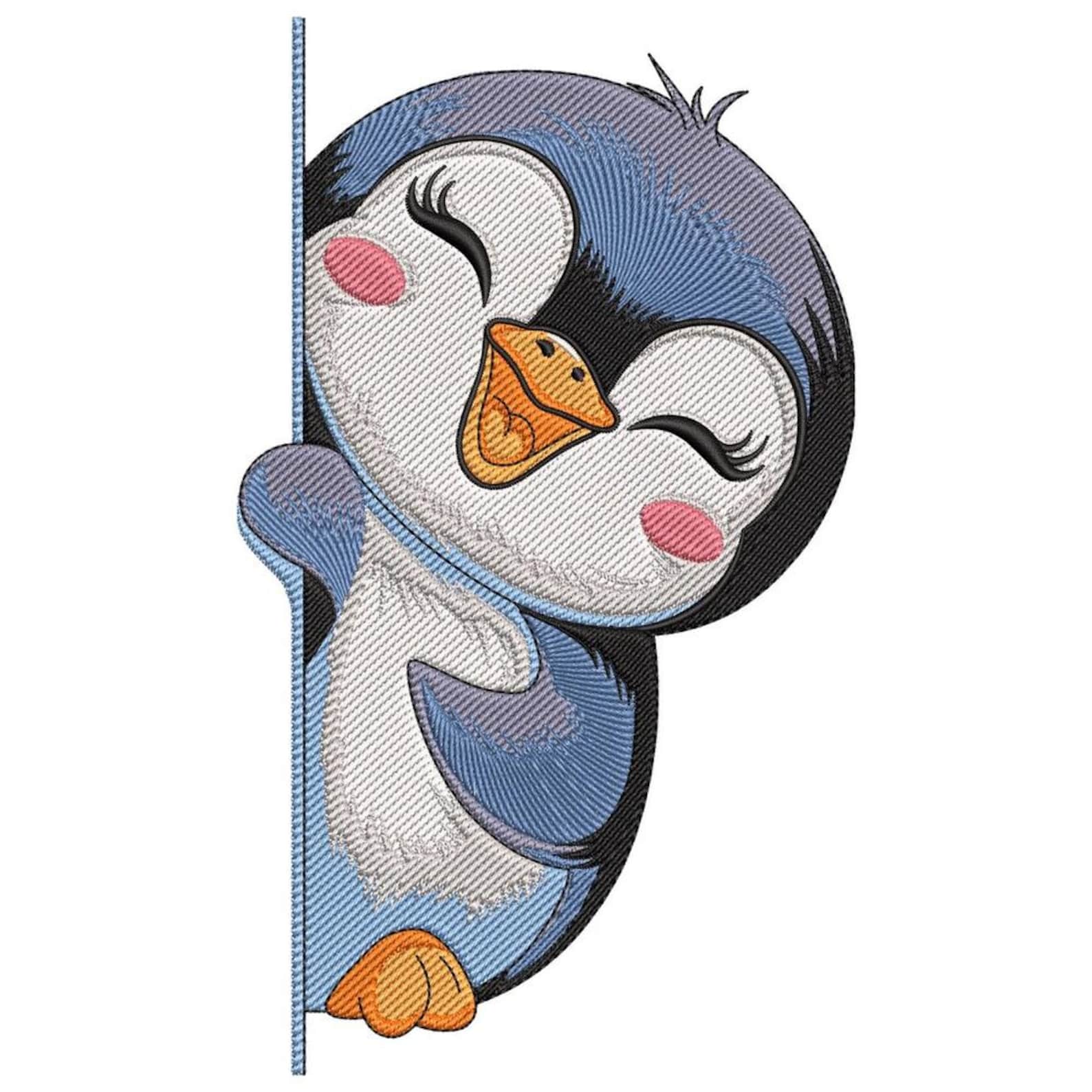 Cute Penguin Hanging Embroidery Design, Peekaboo Penguin Machine ...