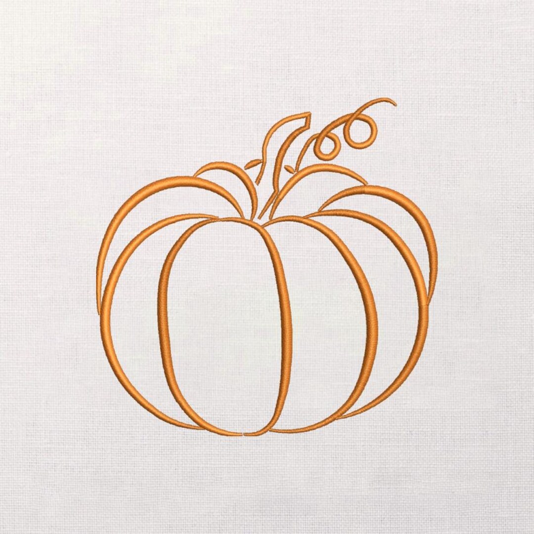 Pumpkin Embroidery Design, Minimal Outline Stitch, Single Color Fall ...