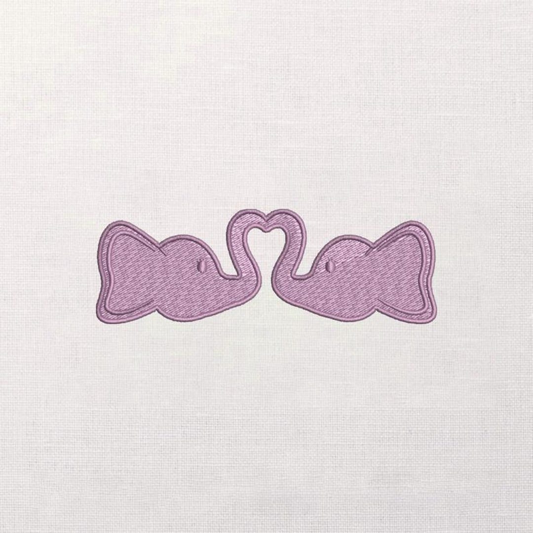 Elephant Couple Embroidery Design, Heart Trunk Border Motif, Cute ...