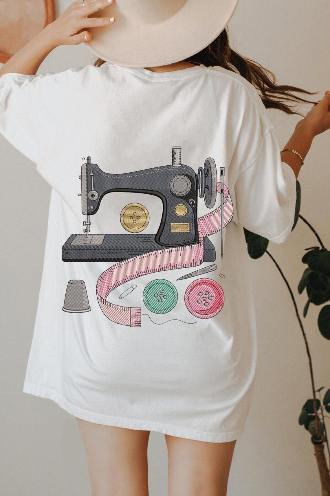 Retro Sewing Machine Embroidery File, Dressmaker Tools Design, Thimble ...