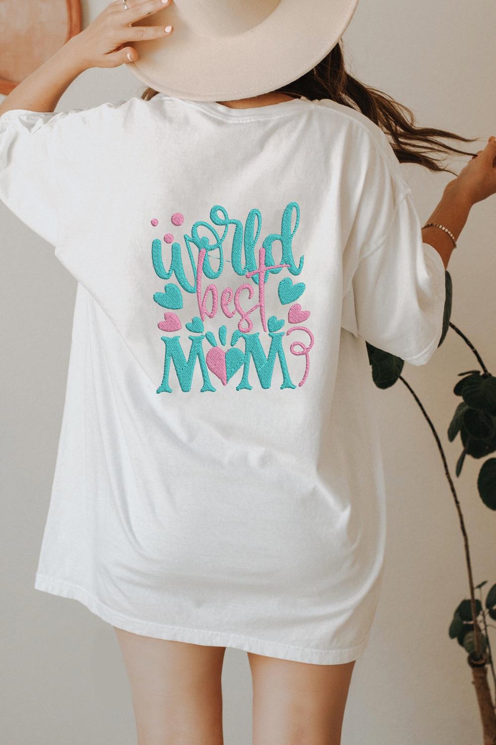 Best Mom Embroidery Design, Hand Lettered Hearts, Mother's Day Machine ...