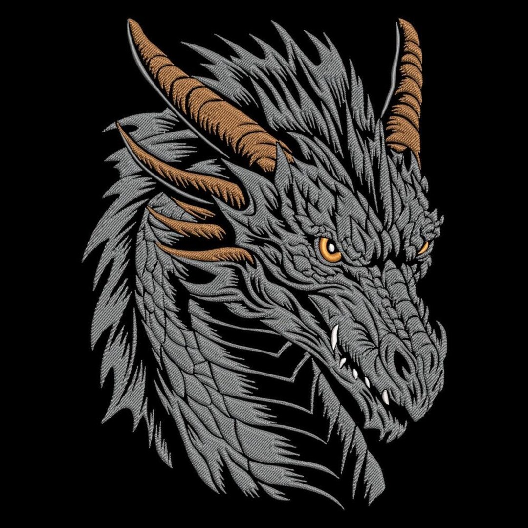 Fierce Dragon Head Embroidery Design, Fantasy Dragon Profile Machine ...