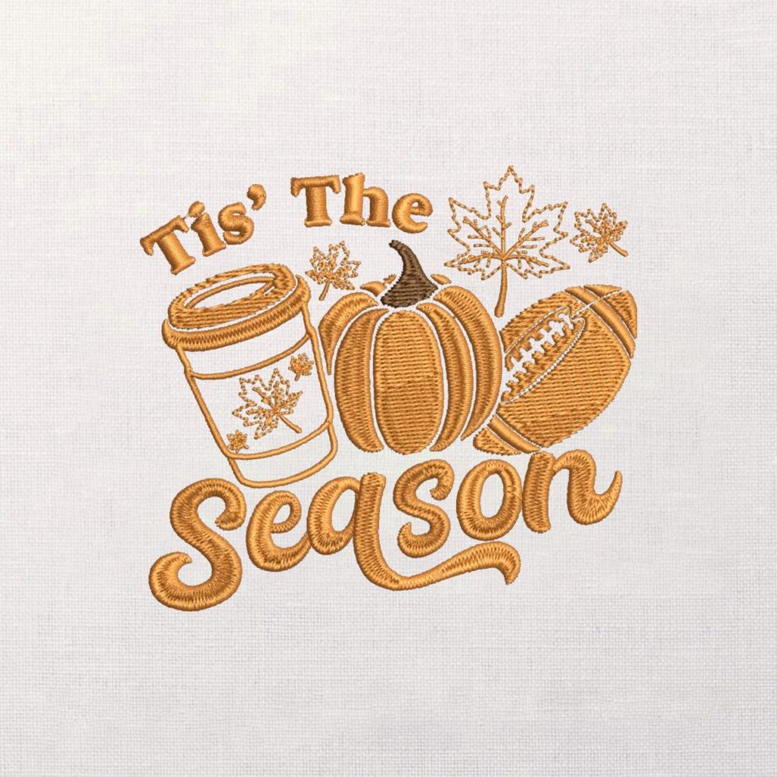 Fall Pumpkin Coffee Football Embroidery Design, Maple Leaf Autumn Quote ...