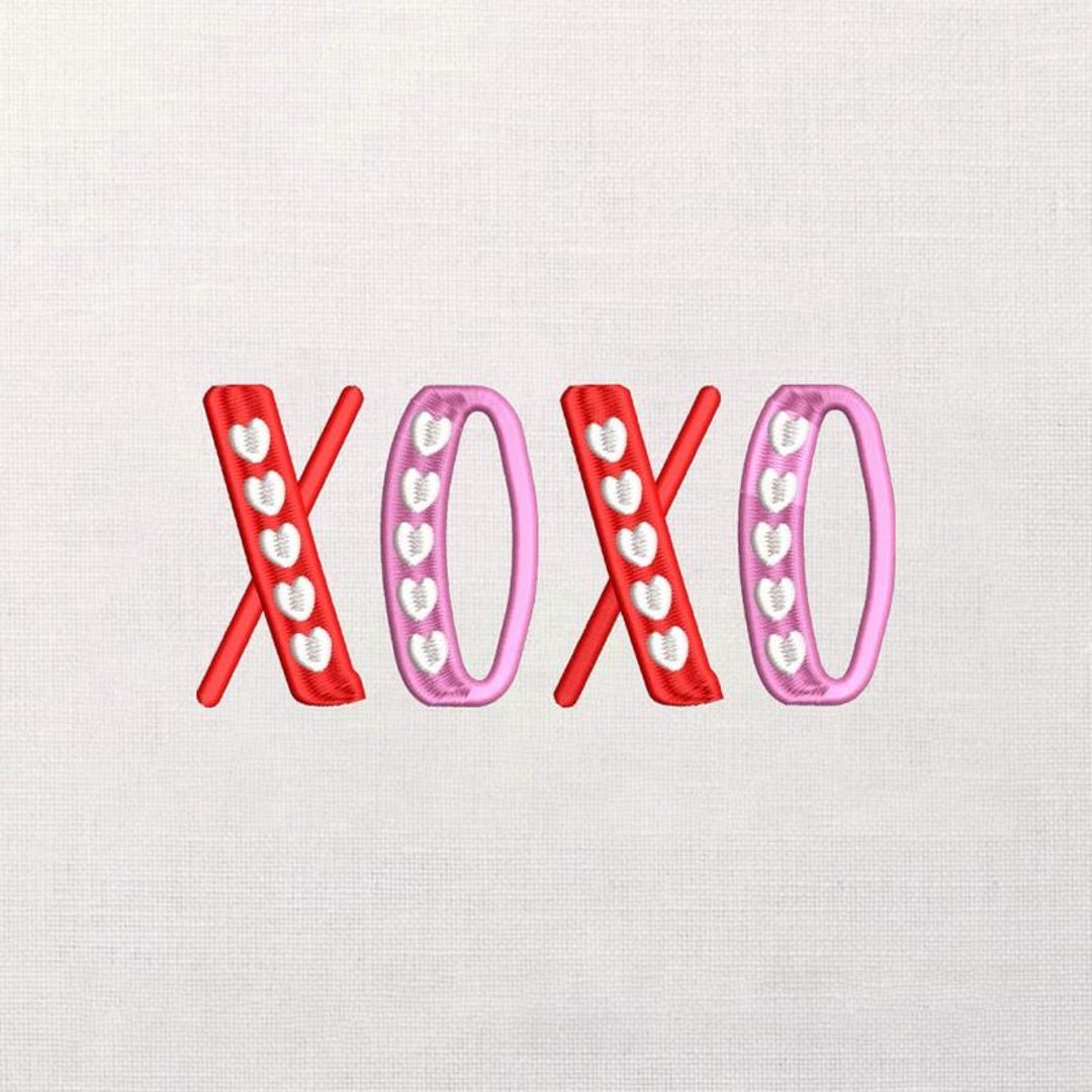 XOXO Embroidery Design, Heart Motif Letters, Valentine Machine File ...