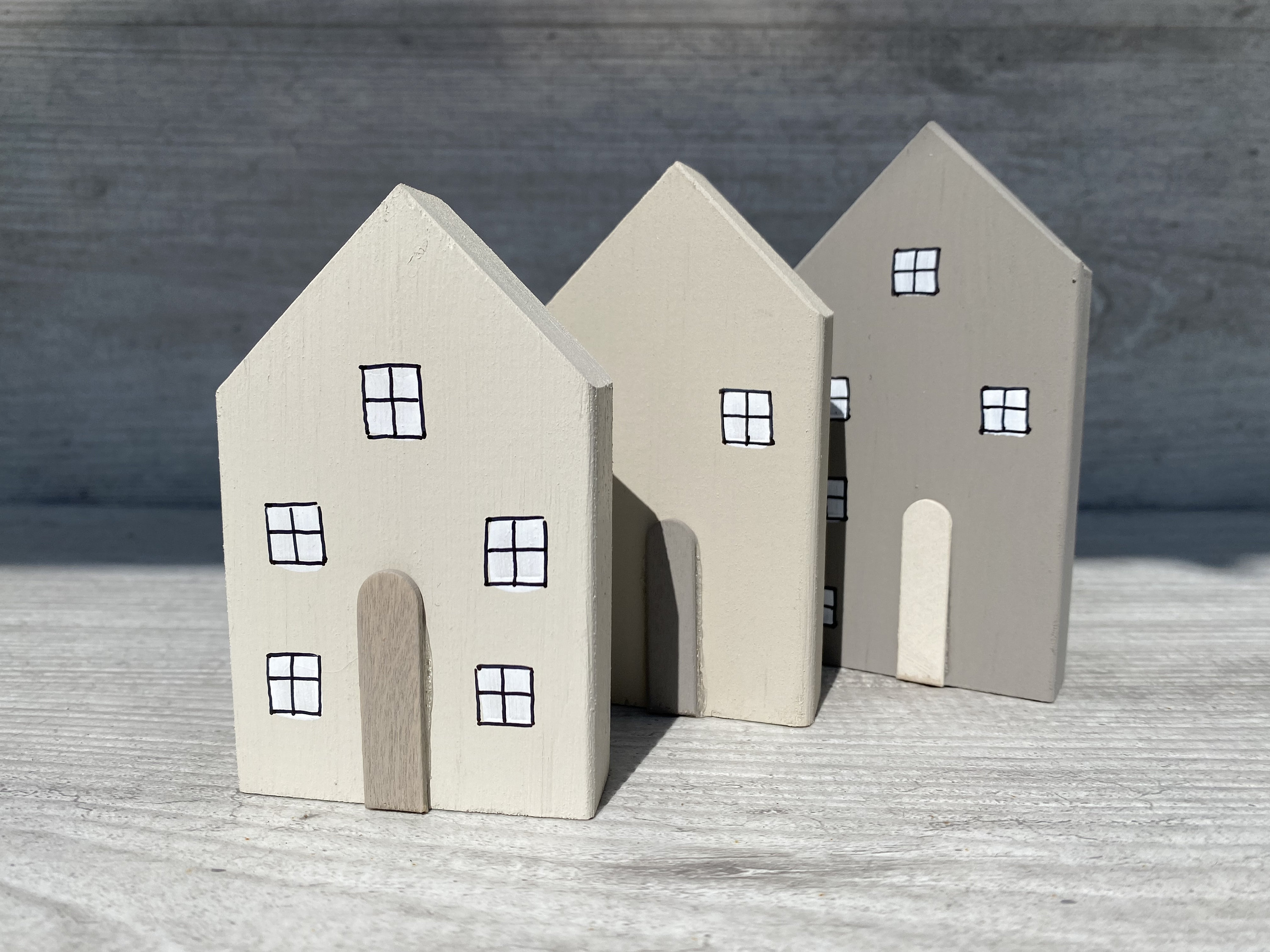 Little Wooden Houses, Wooden Blocks, Trio of House Shapes, Special Gift ...