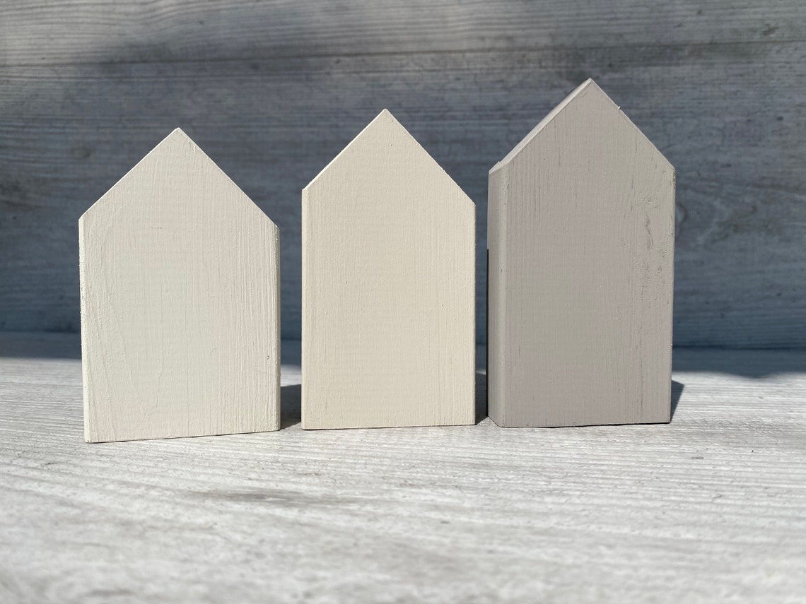Little Wooden Houses, Wooden Blocks, Trio of House Shapes, Special Gift ...