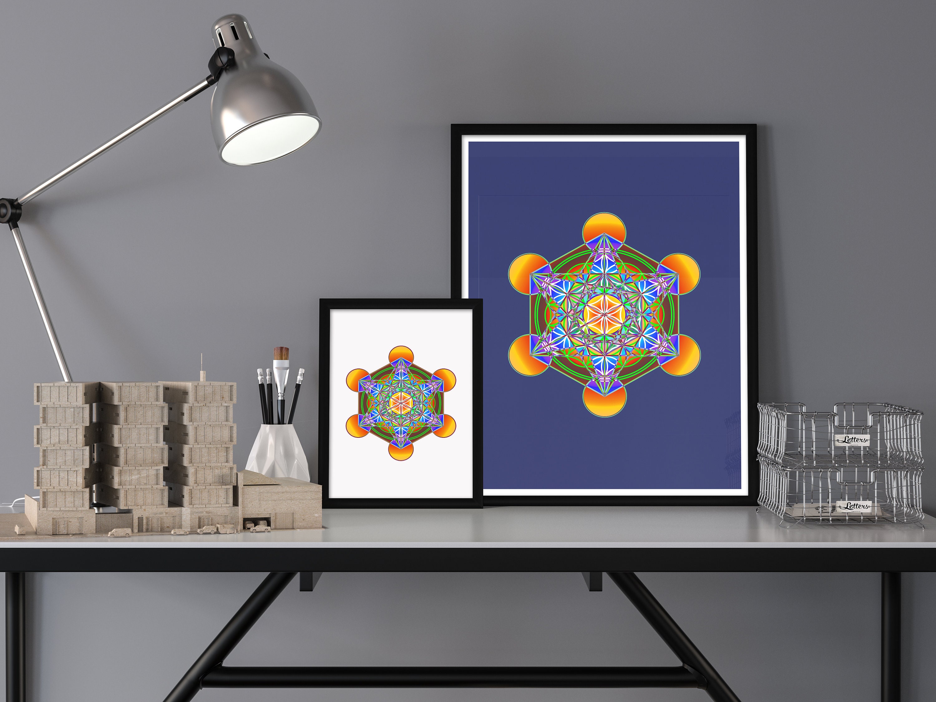 Printable Sacred Geometry | Metatron's Cube Rainbow Pattern | Mandala ...