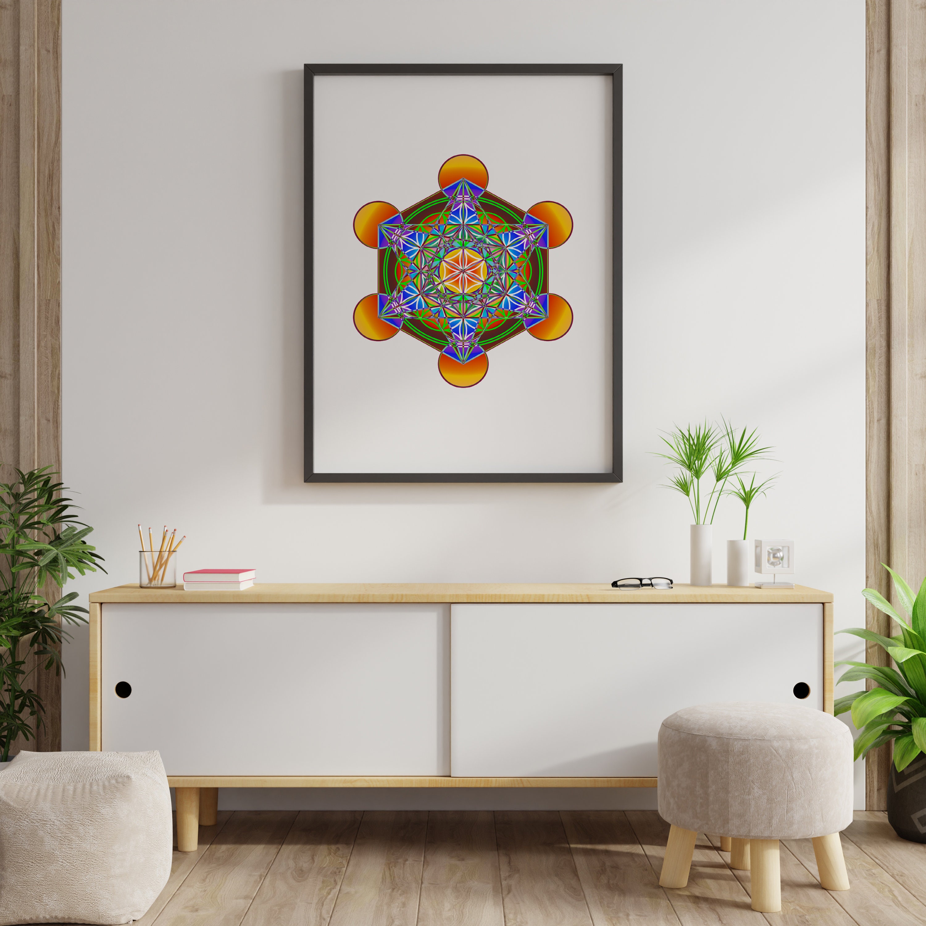 Printable Sacred Geometry | Metatron's Cube Rainbow Pattern | Mandala ...