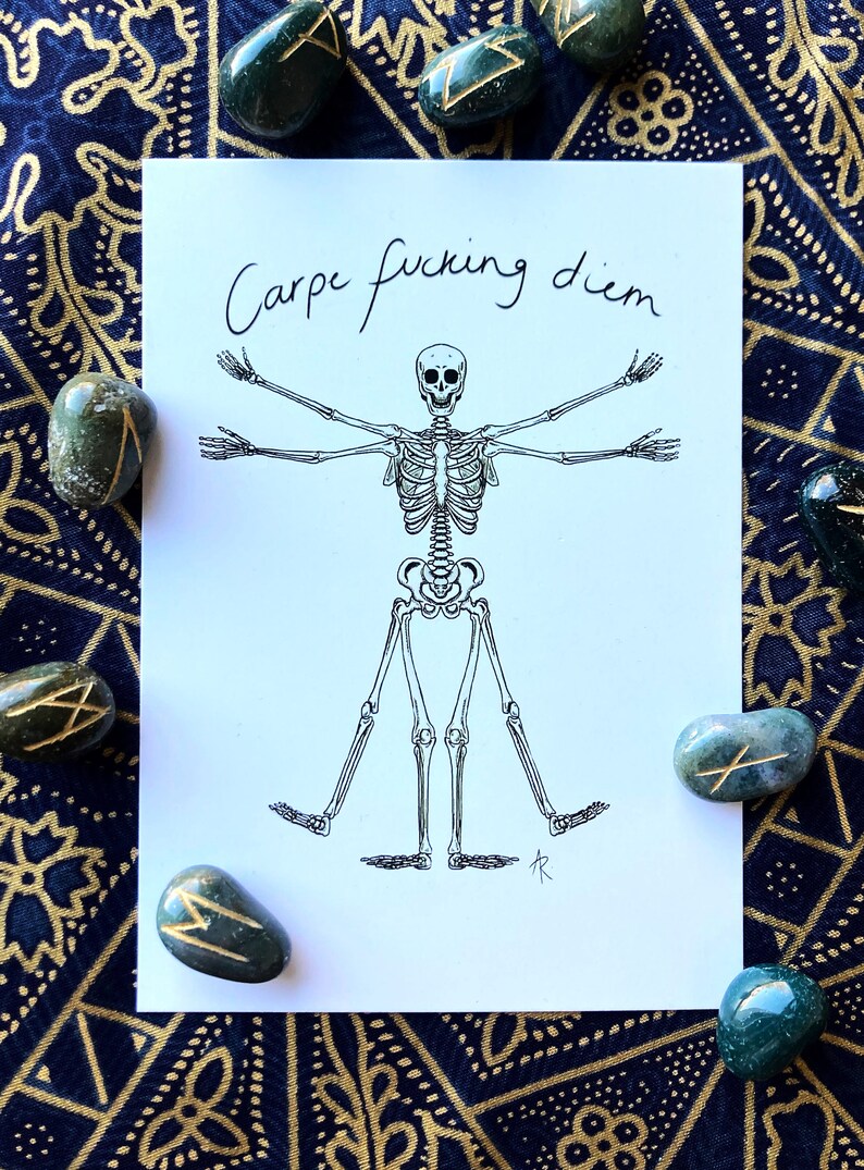 Paper & Party Supplies Excited Skeleton 4x6 Postcard Stationery ...