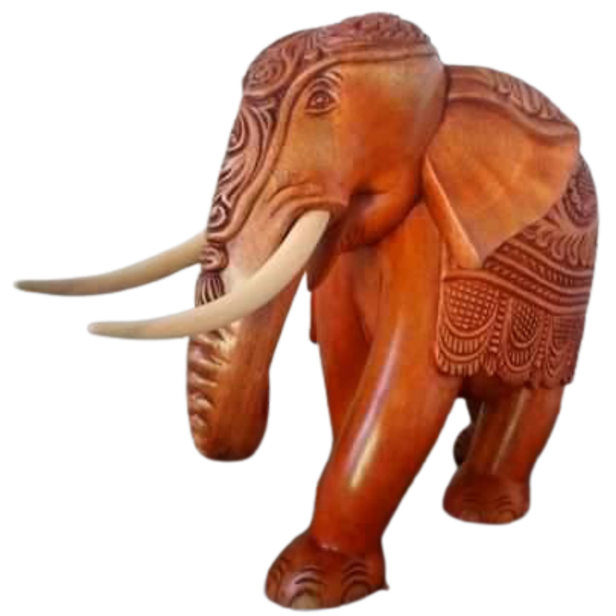 Small Elephant Statue, Wooden Trunk Down Elephant Figurine, Ceylon ...