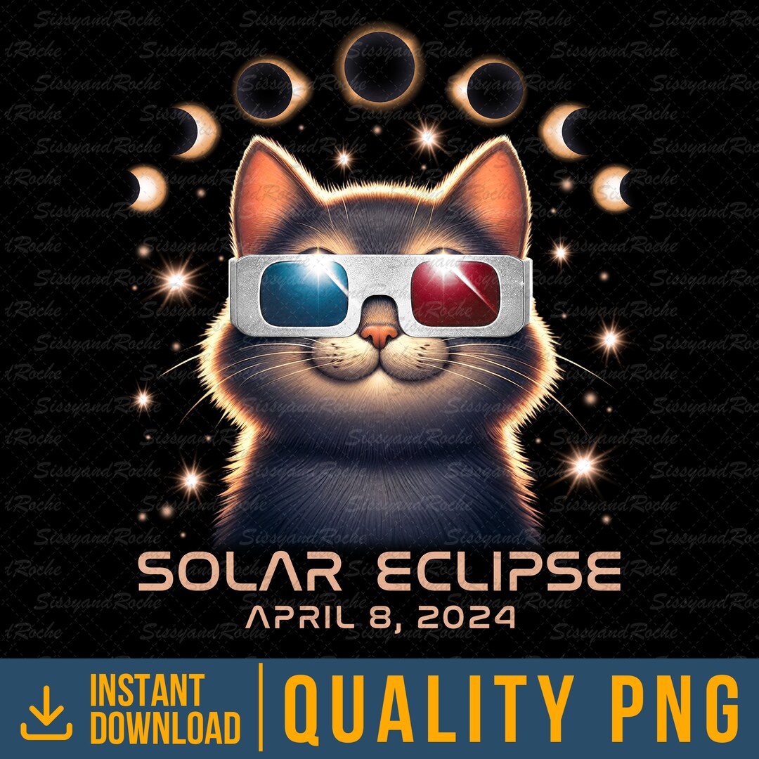 Total Solar Eclipse PNG, Cat in Astronomy Glasses PNG, Total Solar ...