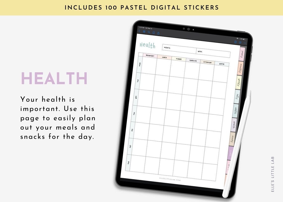 Undated Digital Planner for Ipad, Goodnotes, Notability, Noteshelf ...