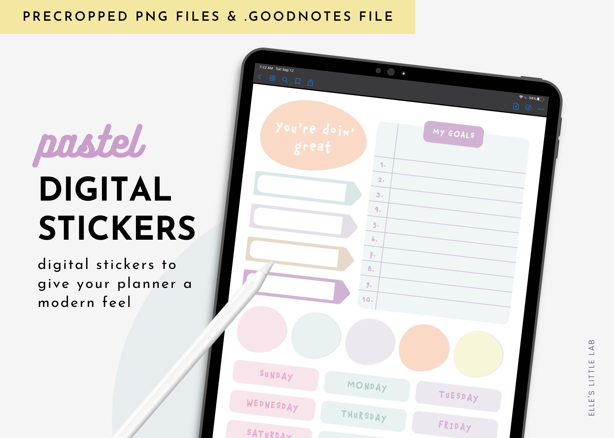 Pastel Digital Stickers for Ipad/tablet, Goodnotes, Notability ...