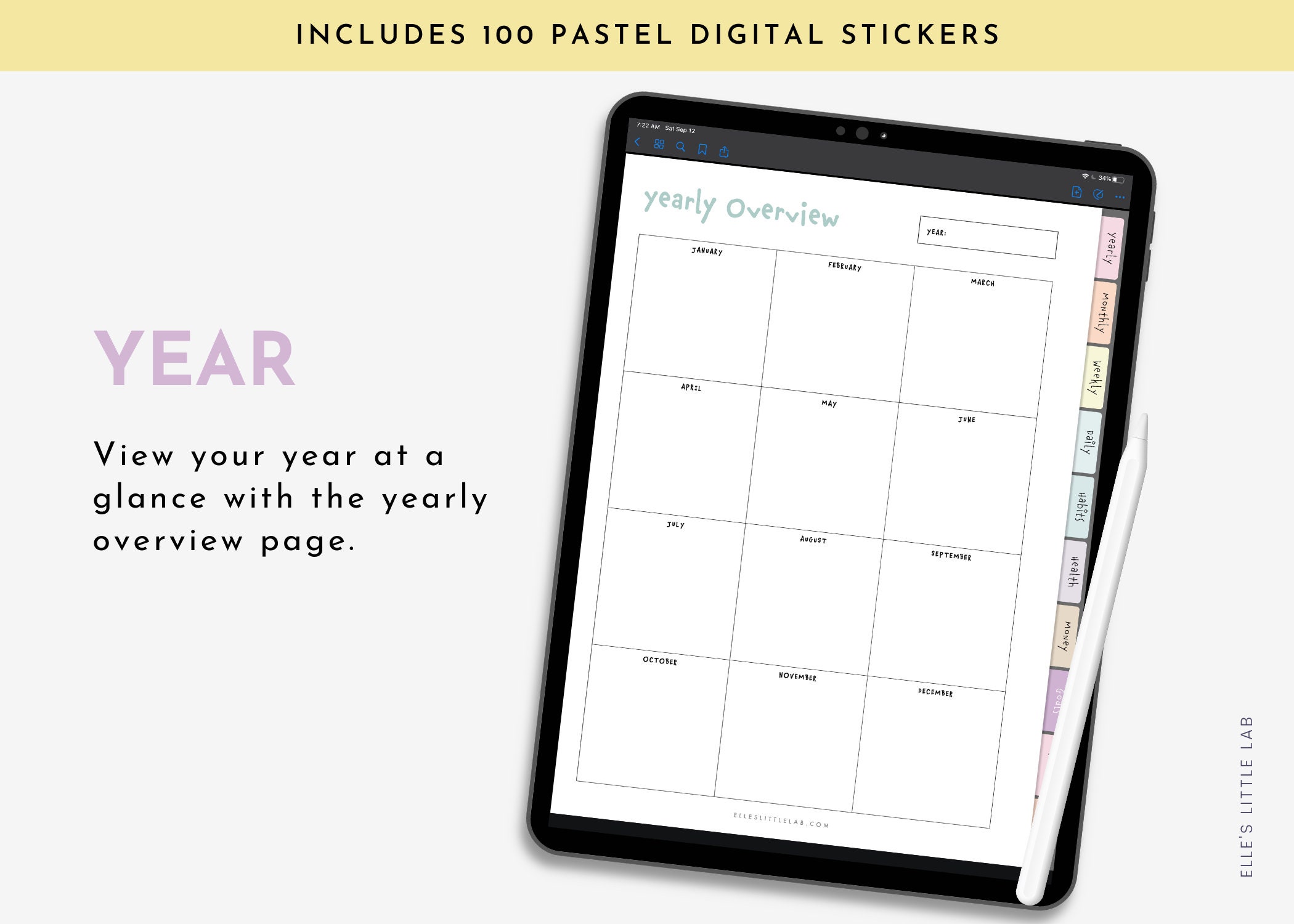 Undated Digital Planner for Ipad, Goodnotes, Notability, Noteshelf ...