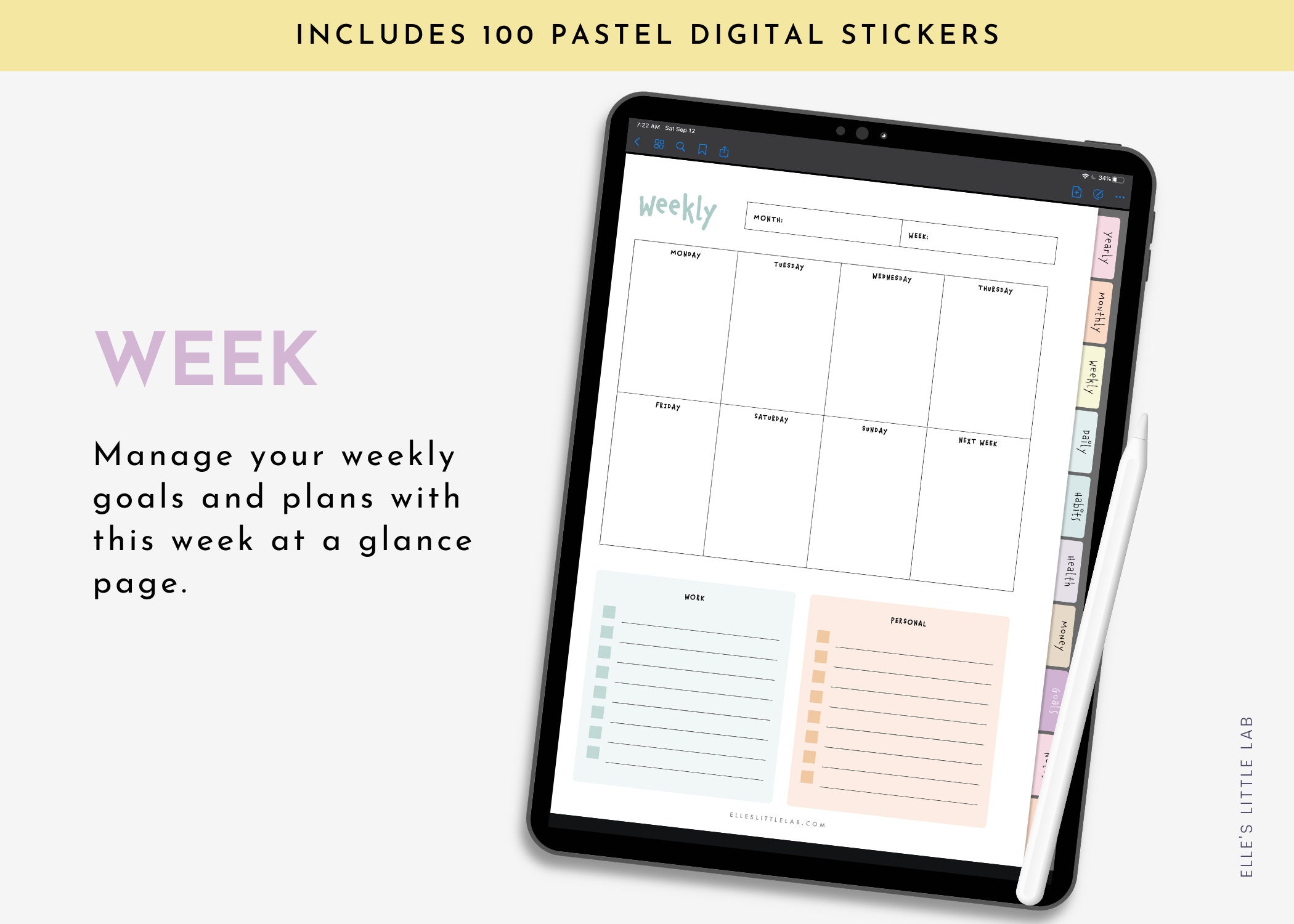 Undated Digital Planner for Ipad, Goodnotes, Notability, Noteshelf ...