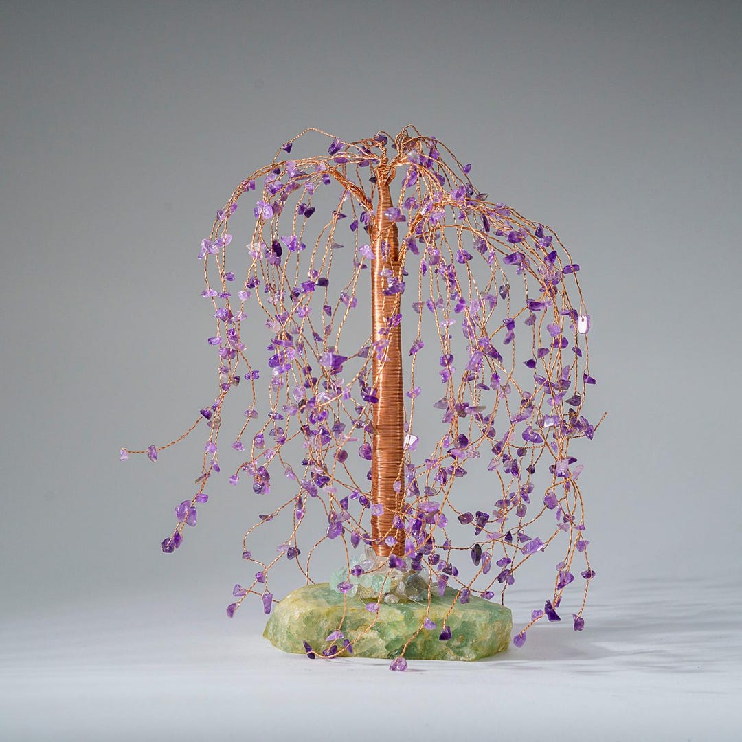 Genuine Amethyst Gemstone Willow Tree on Fluorite Base (12”) - Etsy