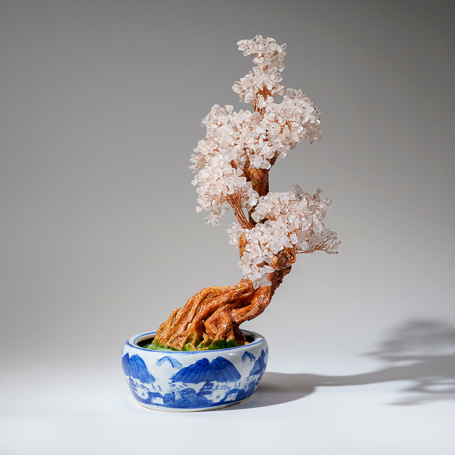 Genuine Quartz Gemstone Bonsai Tree in Oval Ceramic Pot (15" Tall) - Etsy