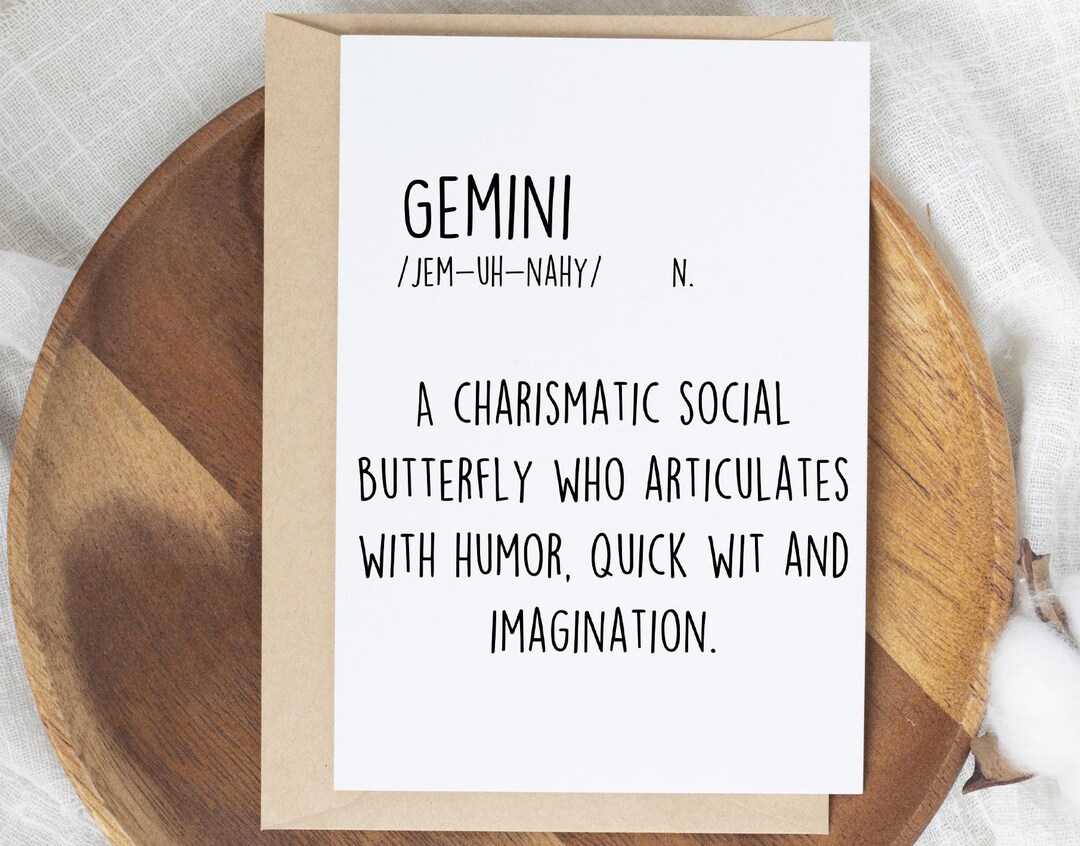 Gemini Zodiac Definition Card, Gemini Zodiac Card, Gemini Definition ...
