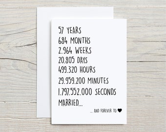 57th Anniversary Card 57th Anniversary Card for Husband 57 - Etsy