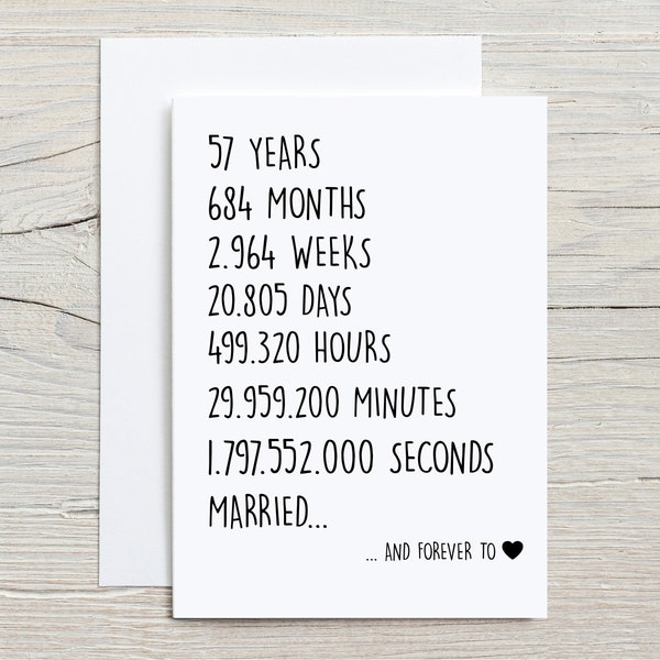 57 Years Anniversary Card - Etsy