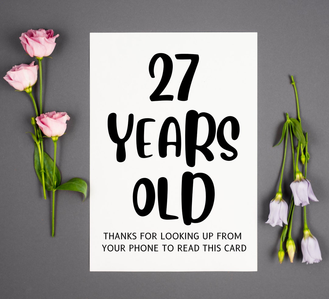 Sweet 27th Happy Birthday Card, 27 Greeting Card, 27th Gift, Teen Bday ...