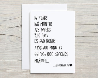 14th Anniversary Card for Husband, 14 Year Anniversary Card for Him, 14 ...