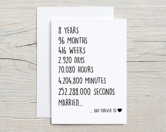 8th Anniversary Card for Husband, 8 Year Anniversary Card for Him, 8 ...