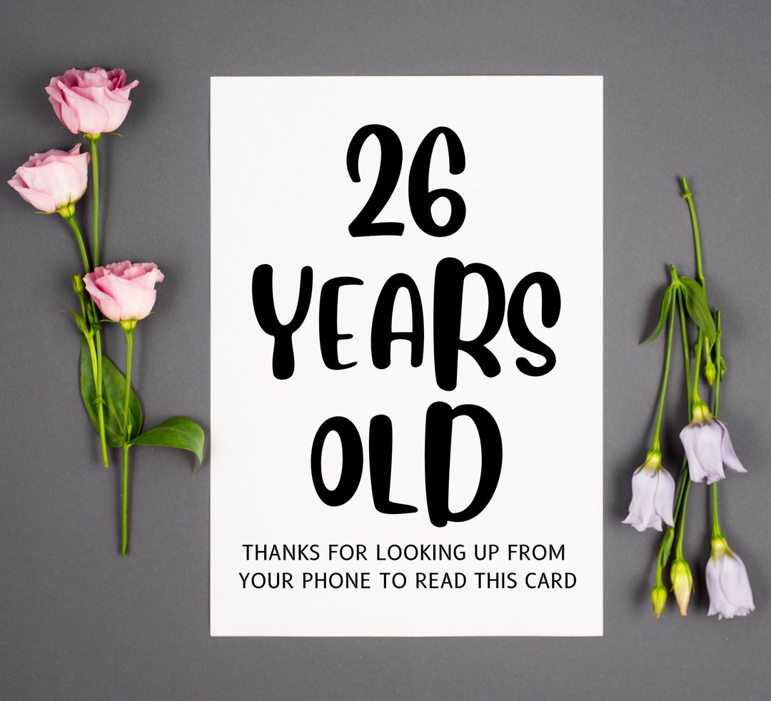 Sweet 26th Happy Birthday Card, 26 Greeting Card, 26th Gift, Teen Bday ...