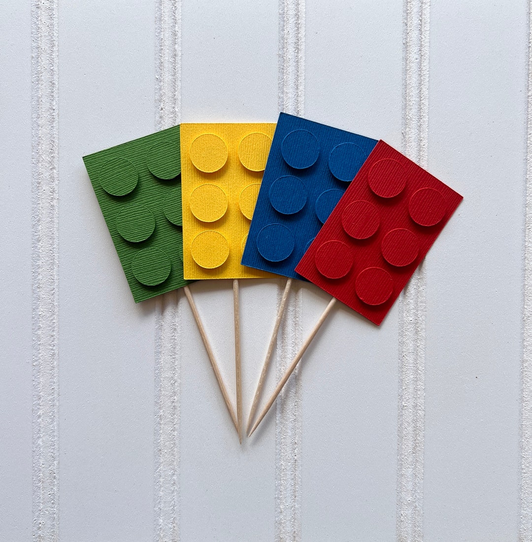 Building Block Cupcake Topper | Building Block Birthday | Party Decor ...