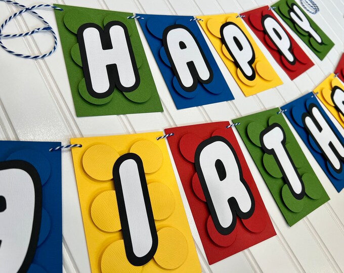 Brick Superhero Birthday Banner, Building Blocks Banner, Building ...